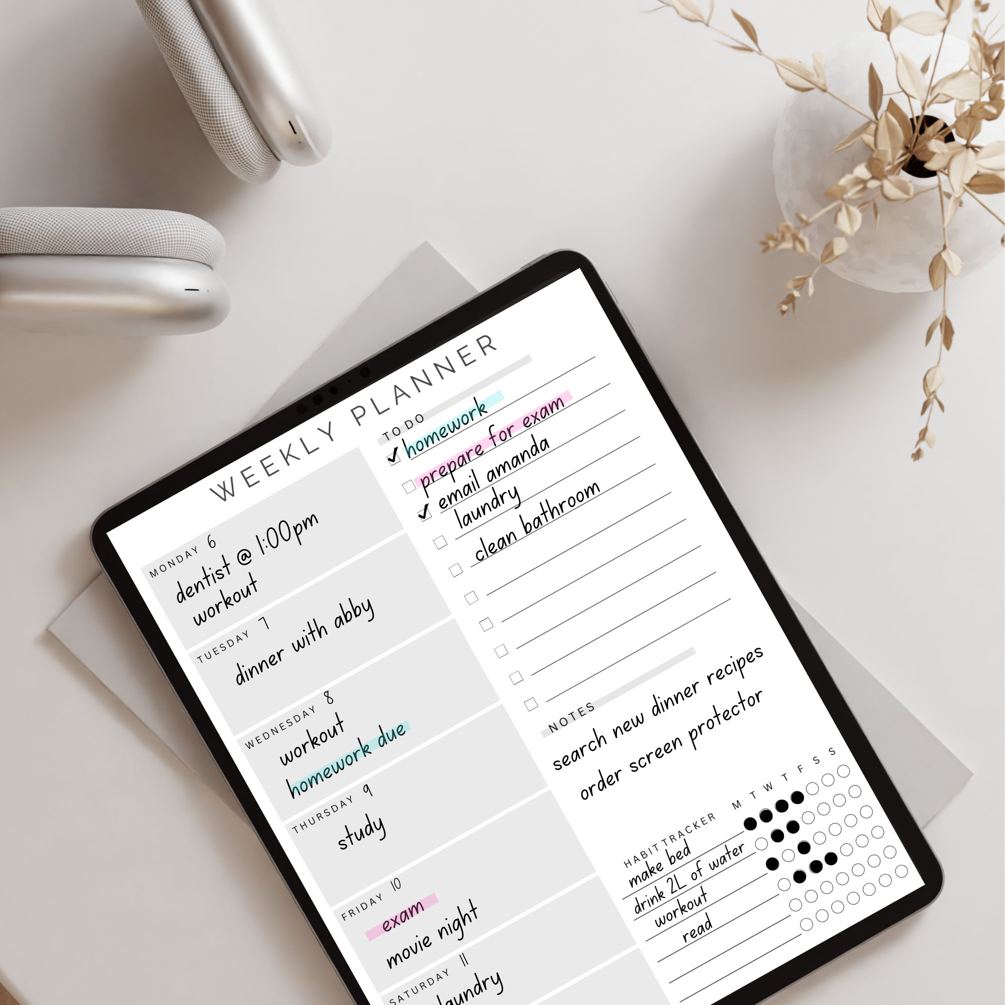 Weekly Planner, Printable Weekly Planner, Digital Weekly Planner ...