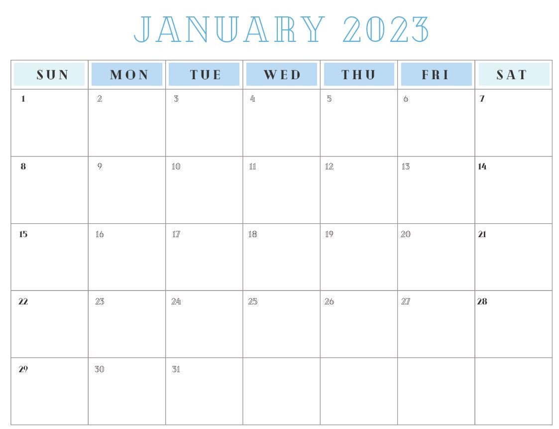 Downloadable 2023 Calendar Blue - Etsy