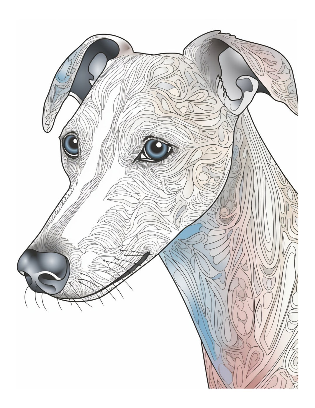 Greyhound Art Therapy Anti-stress Colouring Book: Anti-stress Book 50 ...