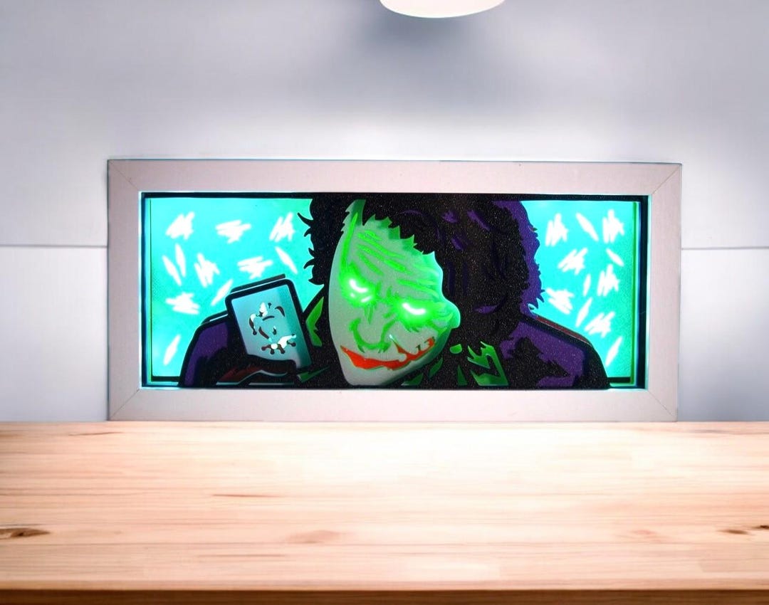 3D Printed the Joker Light Box Color Changing With Remote USB Powered ...