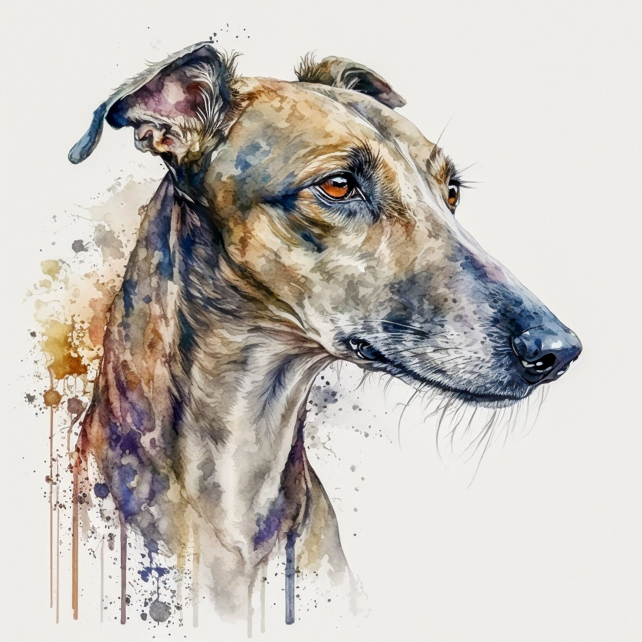 Majestic. Print Watercolour.greyhound Art,greyhound Print,greyhound ...