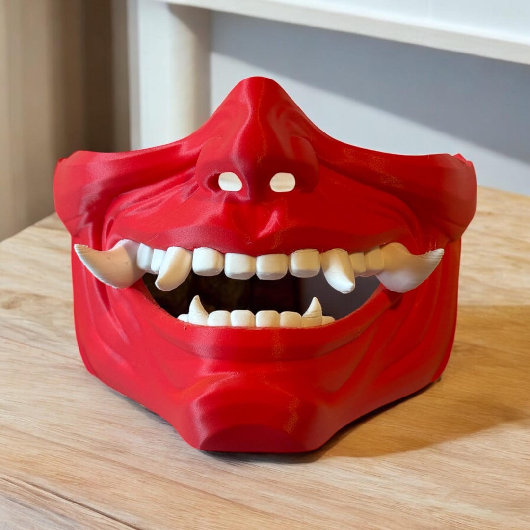 3D Printed Oni Jaw Mask – Multi-color or Painted White – Customizable ...