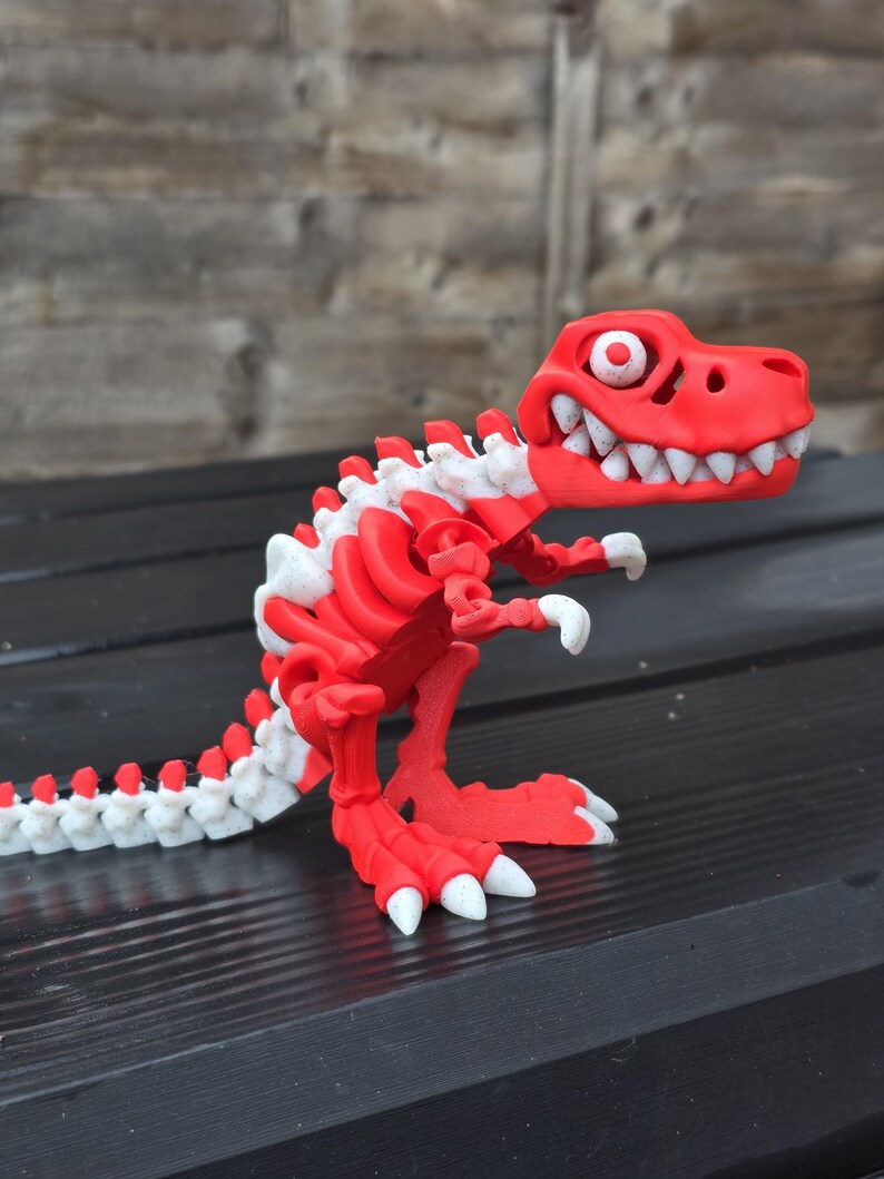3D Printed Flexi T-rex Dinosaur – Customizable in 2 Colors – 151mm Adhd ...
