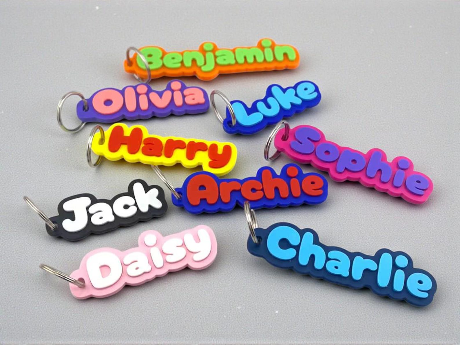 Personalized Name Keychain: 3D Printed PLA Plastic, Custom Bag Tag Name ...