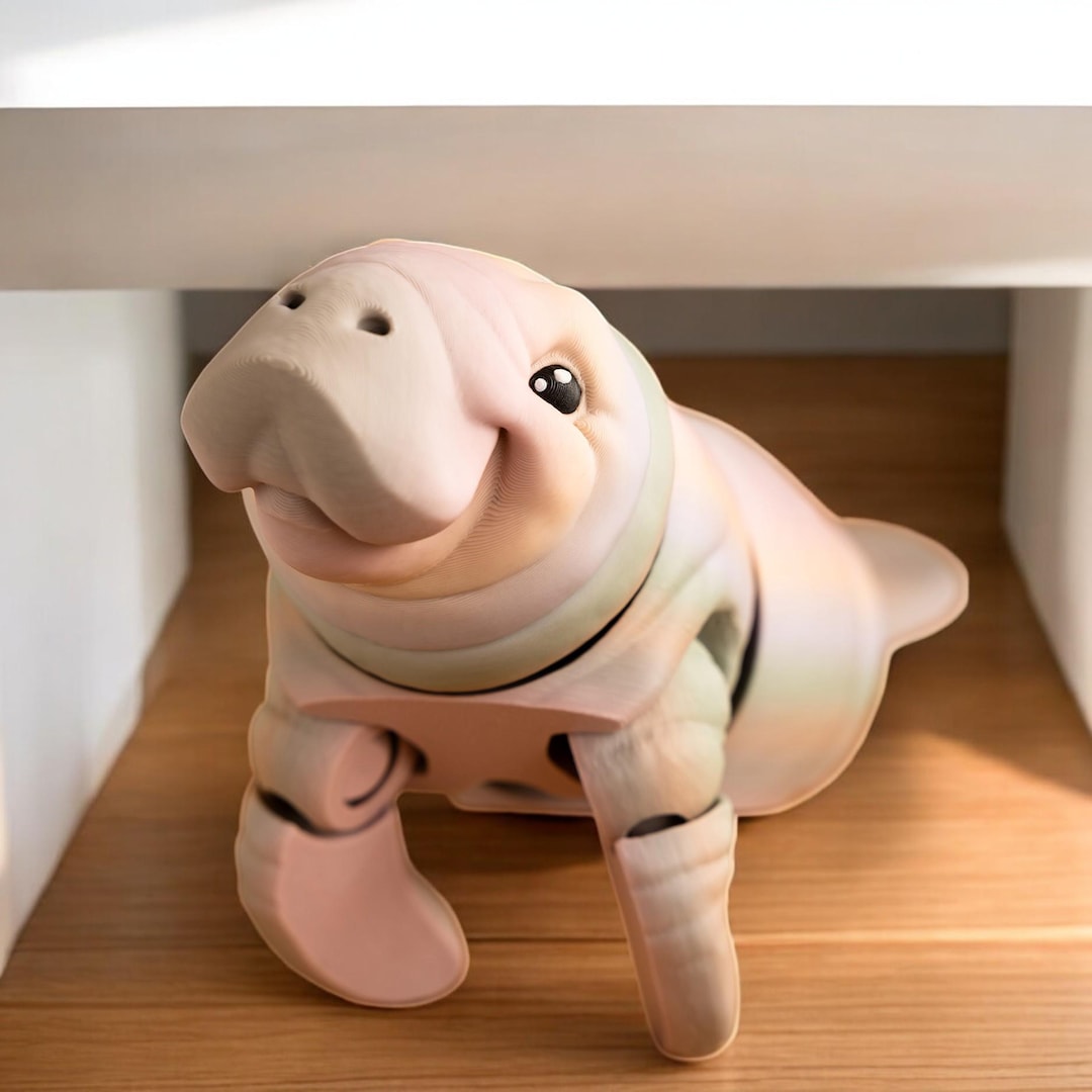 Large Grey Manatee | 3D Printed Fully Articulating Joints Flexi Model ...