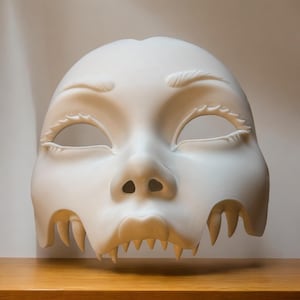 Geisha Mask, Geisha Mask With Sharp Teeth - Unique Japanese Art ...