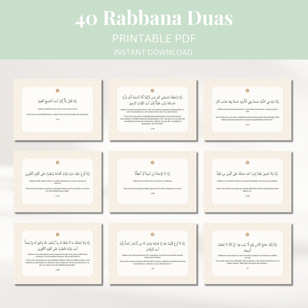 40 Rabbana Dua Supplications From the Quran Arabic English Translation ...