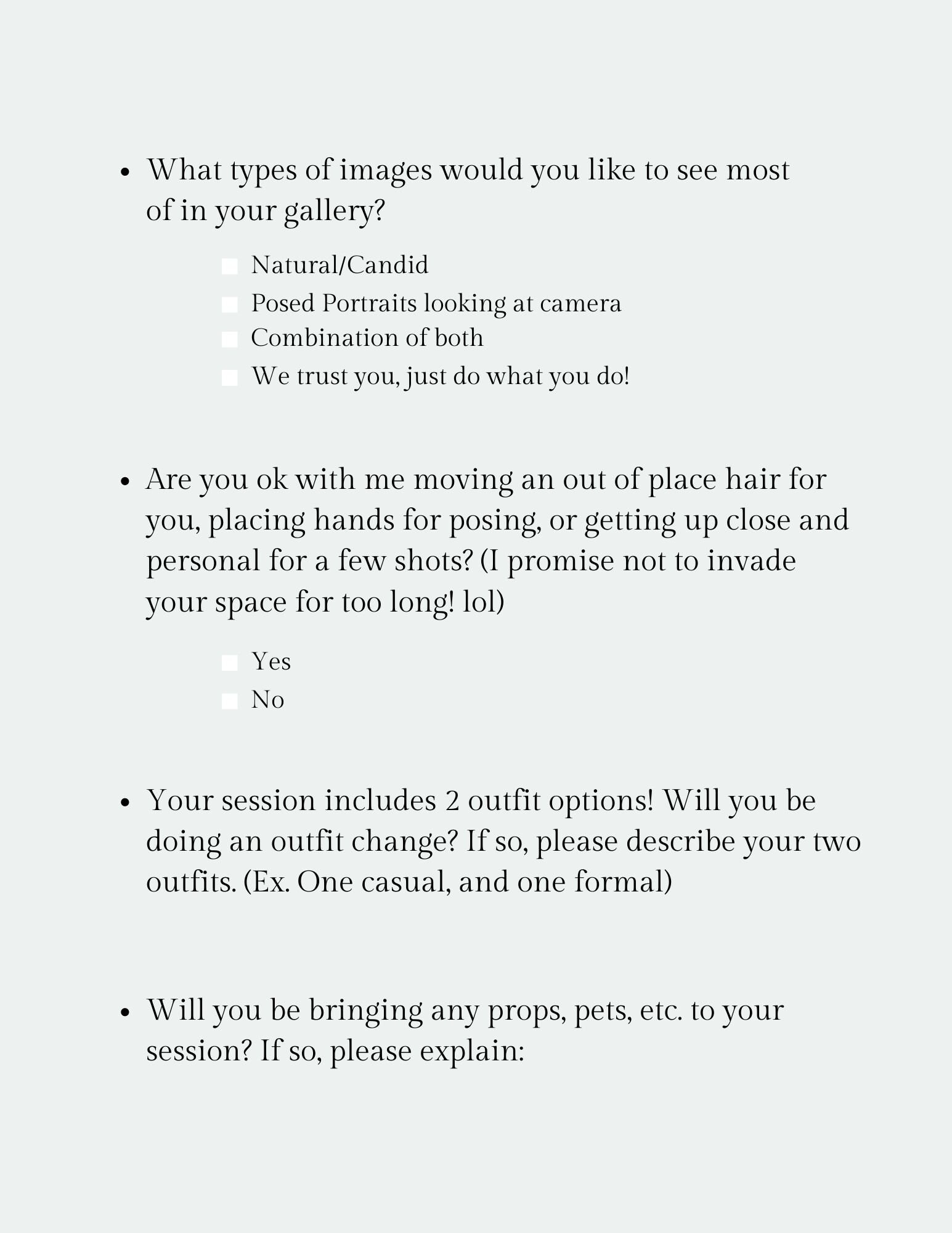 Couples Session Client Questionnaire - Etsy