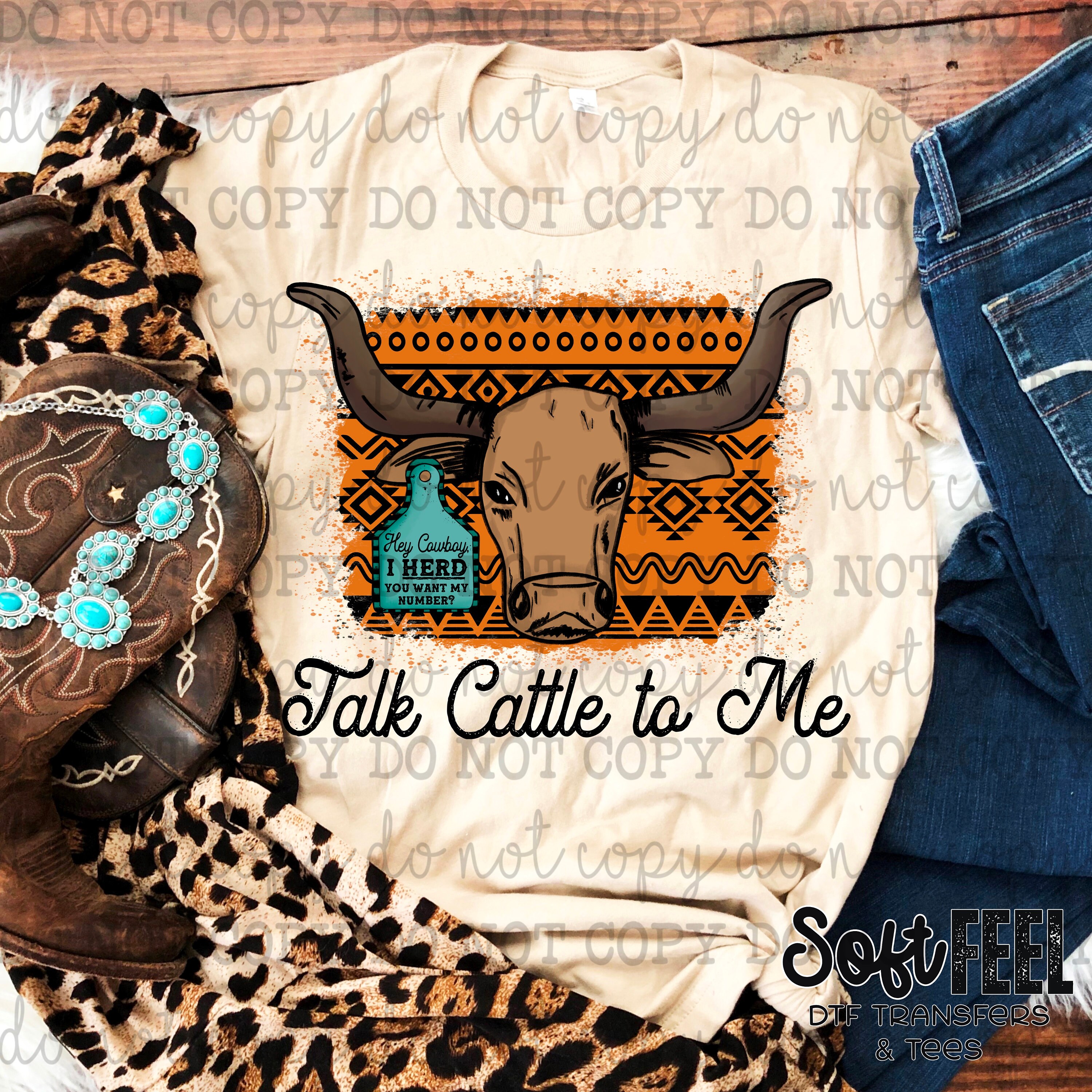 Talk Cattle to Me Country Western Ranching Rodeo DTF Transfer Direct to ...