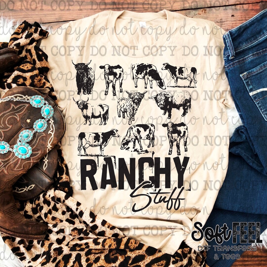 Ranchy Stuff Cattle Cow Breeds Vintage Country Western - DTF Transfer ...