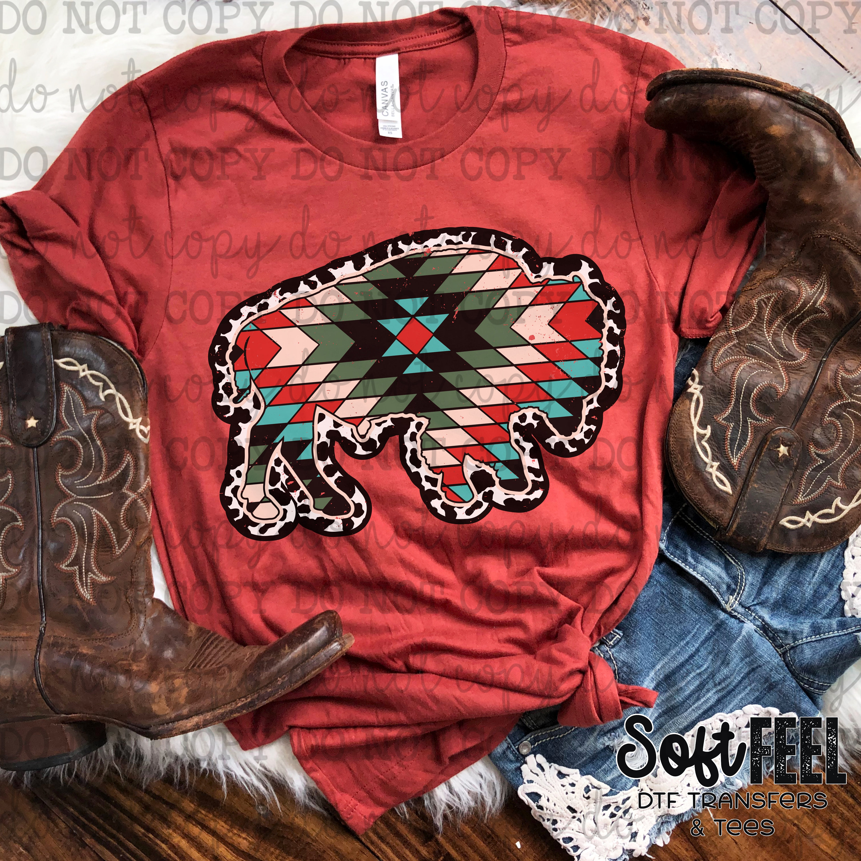 Buffalo Aztec South Western Ranching Rodeo DTF Transfer Direct to Film ...