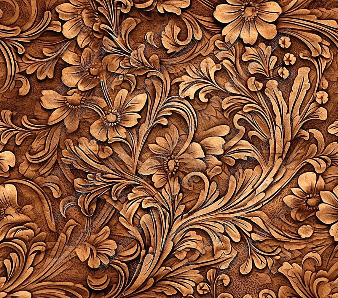 Tooled Leather 3 12x12 Patterned Vinyl for Tumblers Solvent Resistant ...