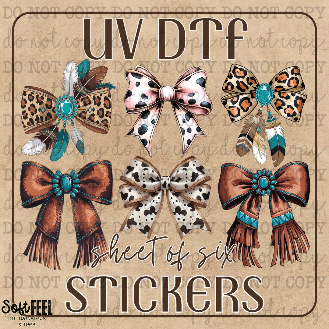 Western Bows Sheet of 6 - UVDTF Decals Ready to Use Fun Stickers - Etsy