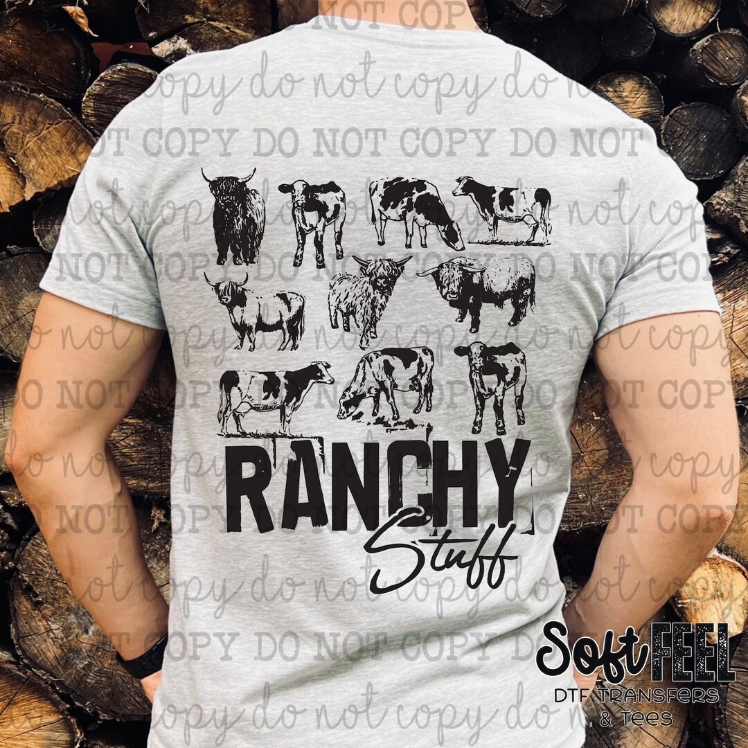 Ranchy Stuff Cows Country Western - DTF Transfer - Direct to Film Ready ...