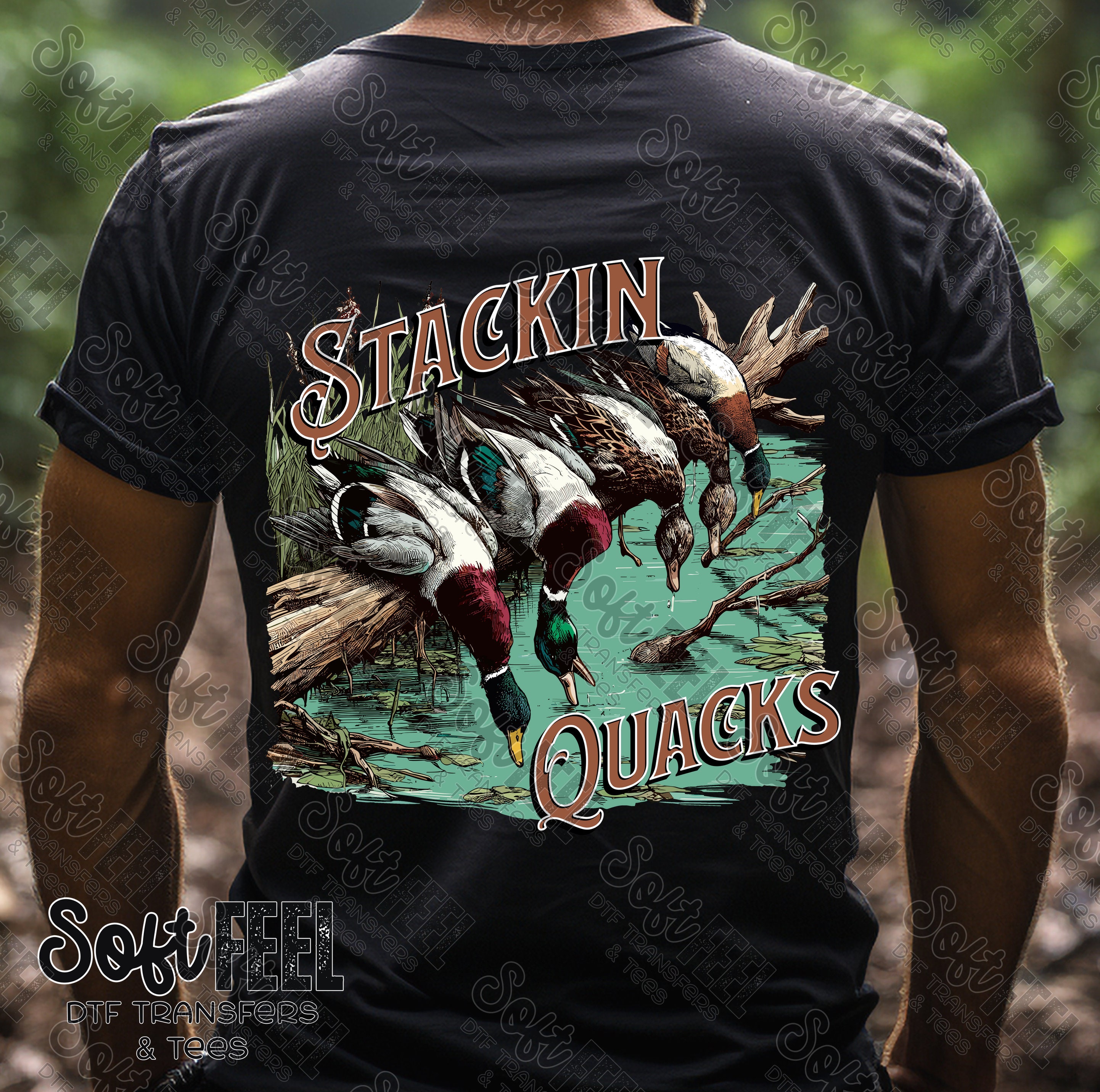 Stackin Quacks Duck Hunting Country Western - DTF Transfer - Direct to ...