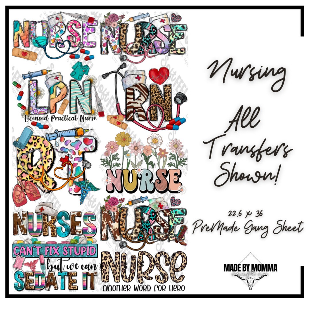 Nursing Gang Sheet Wholesale Transfers - DTF Transfer - Direct to Film ...
