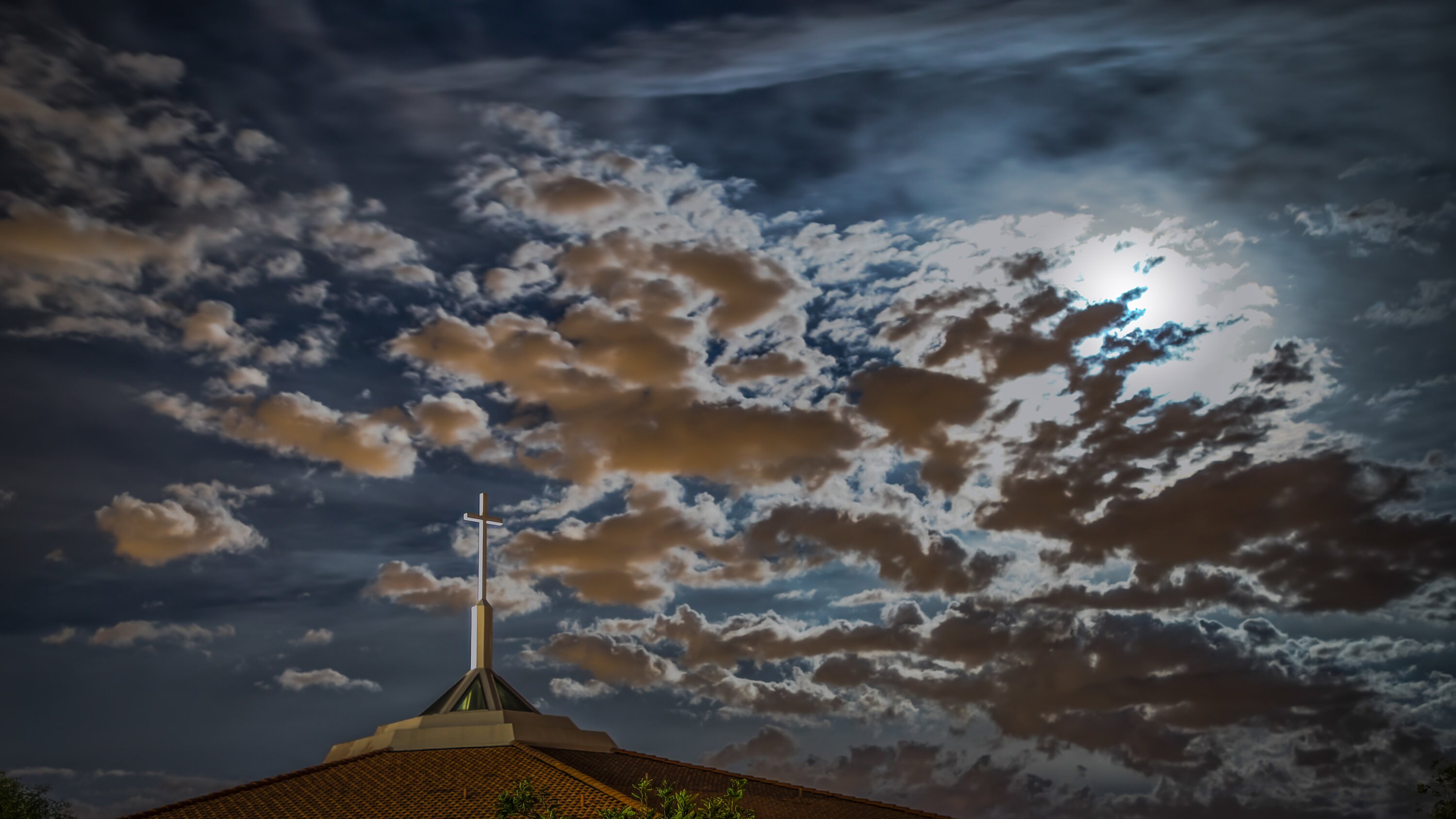 Moon Lit Clouds Over Church Steeple - Printable Digital Download - Etsy