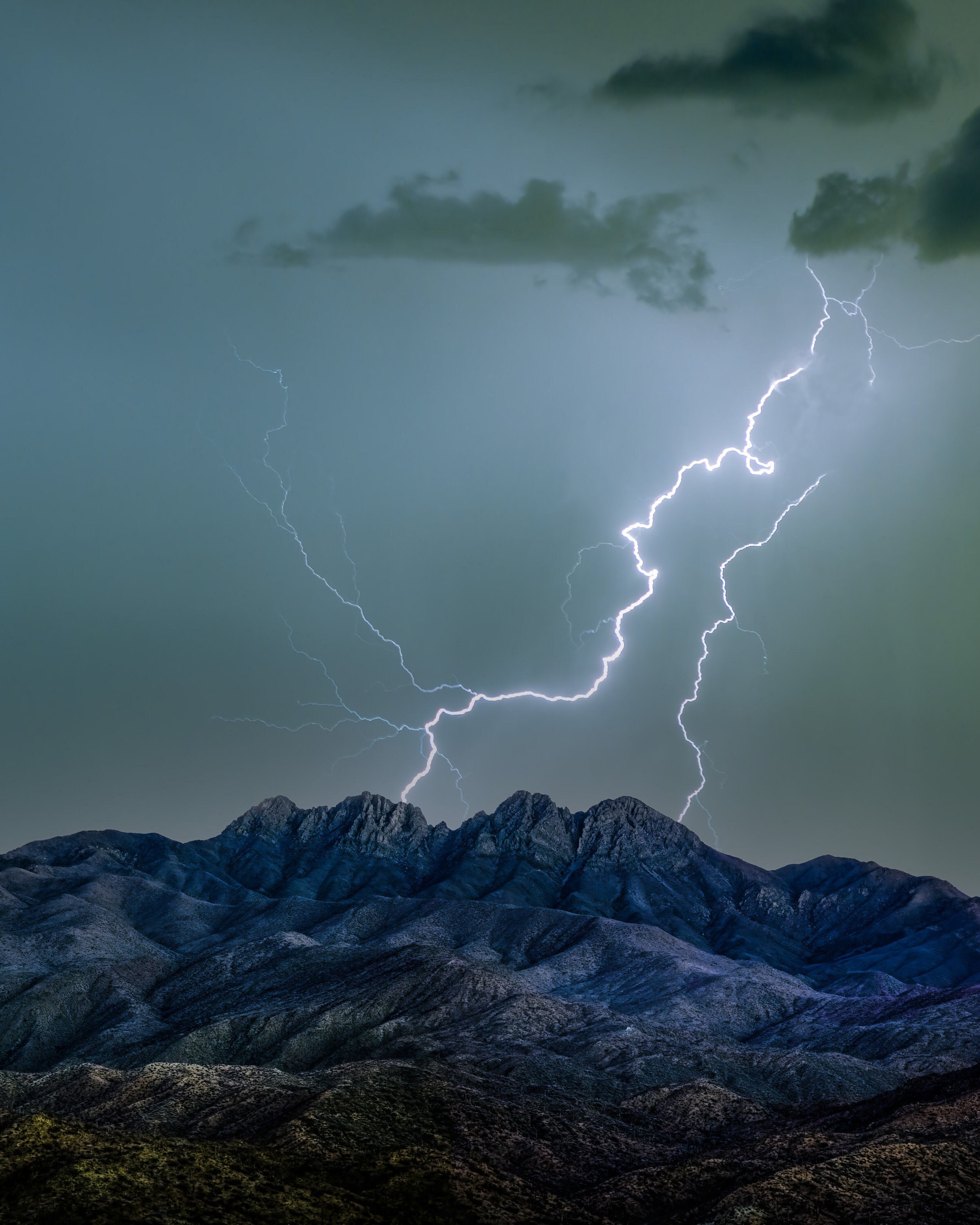 Lightning Lights up Four Peaks Mountains in Southwest Arizona Printable ...