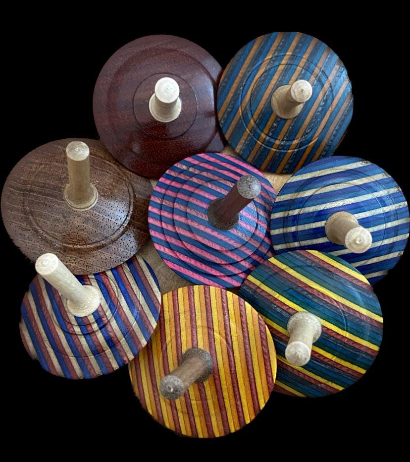 Handmade Wood Spinning Tops: Game Instructions Included - Etsy