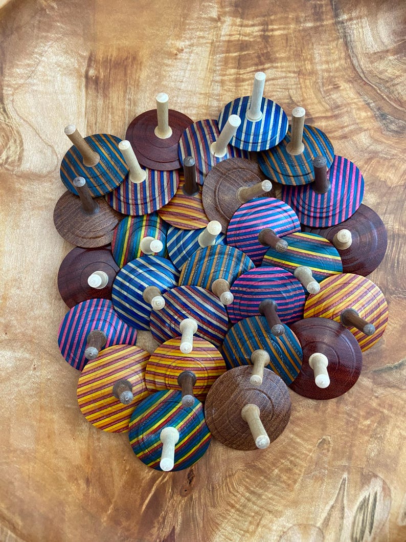 Handmade Wood Spinning Tops: Game Instructions Included - Etsy