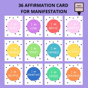 36 Printable Positive Affirmation Cards for Kids, Motivational Cards ...
