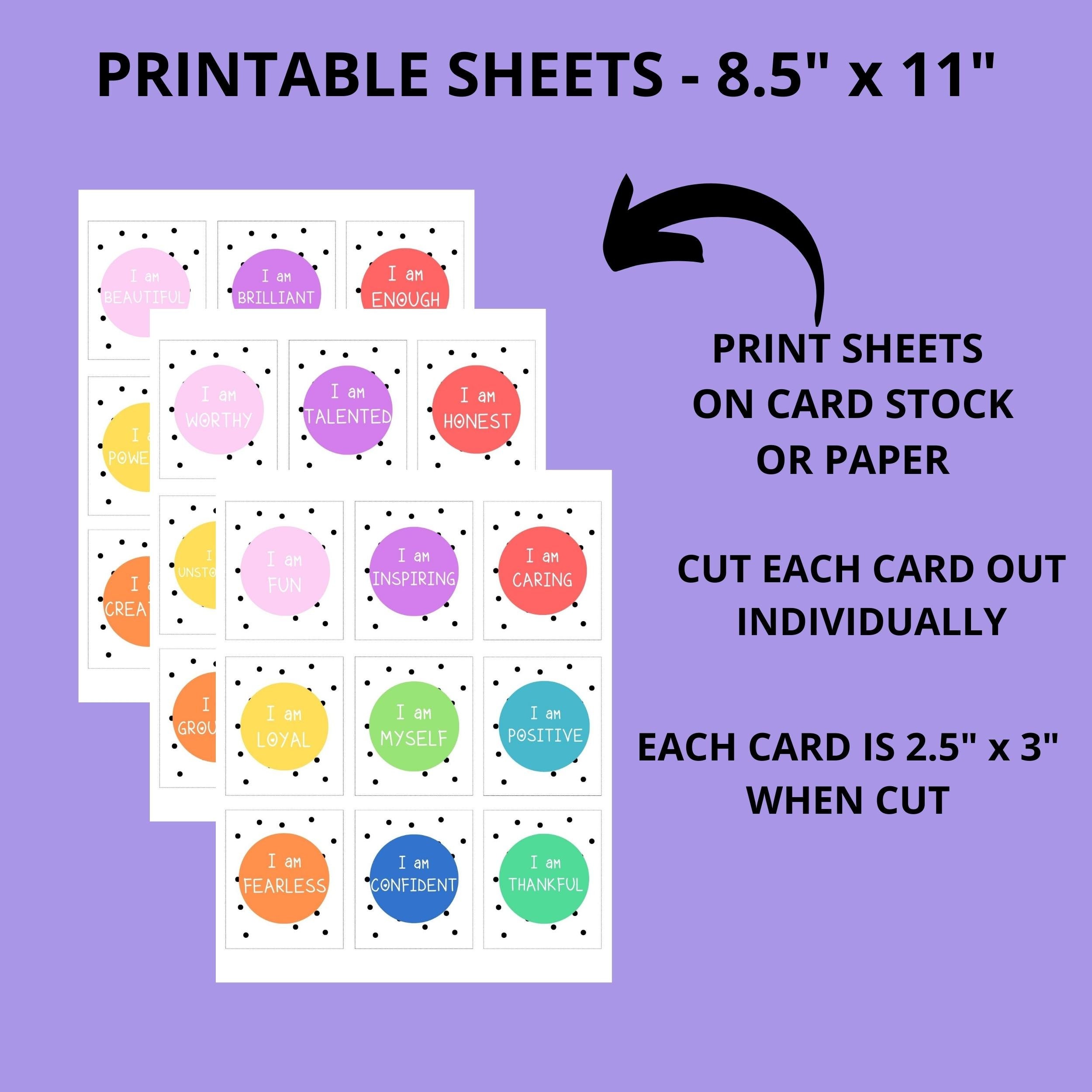 36 Printable Positive Affirmation Cards for Kids, Motivational Cards ...