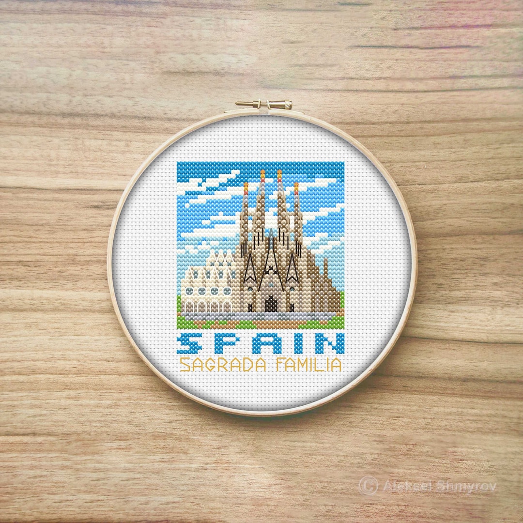Spain Travel Cross Stitch Pattern, Sagrada Familia, Mini Cross Stitch ...