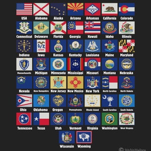 51 Tiny USA State Flags Cross Stitch Patterns Mini Cross - Etsy
