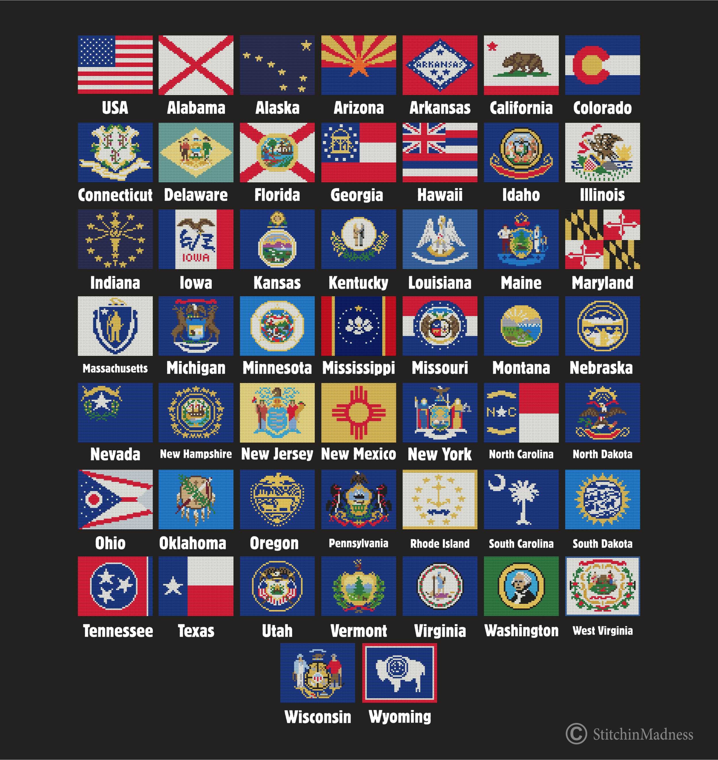 51 Tiny USA State Flags Cross Stitch Patterns Mini Cross - Etsy 51 Tiny USA State Flags Cross Stitch Patterns Mini Cross - Etsy