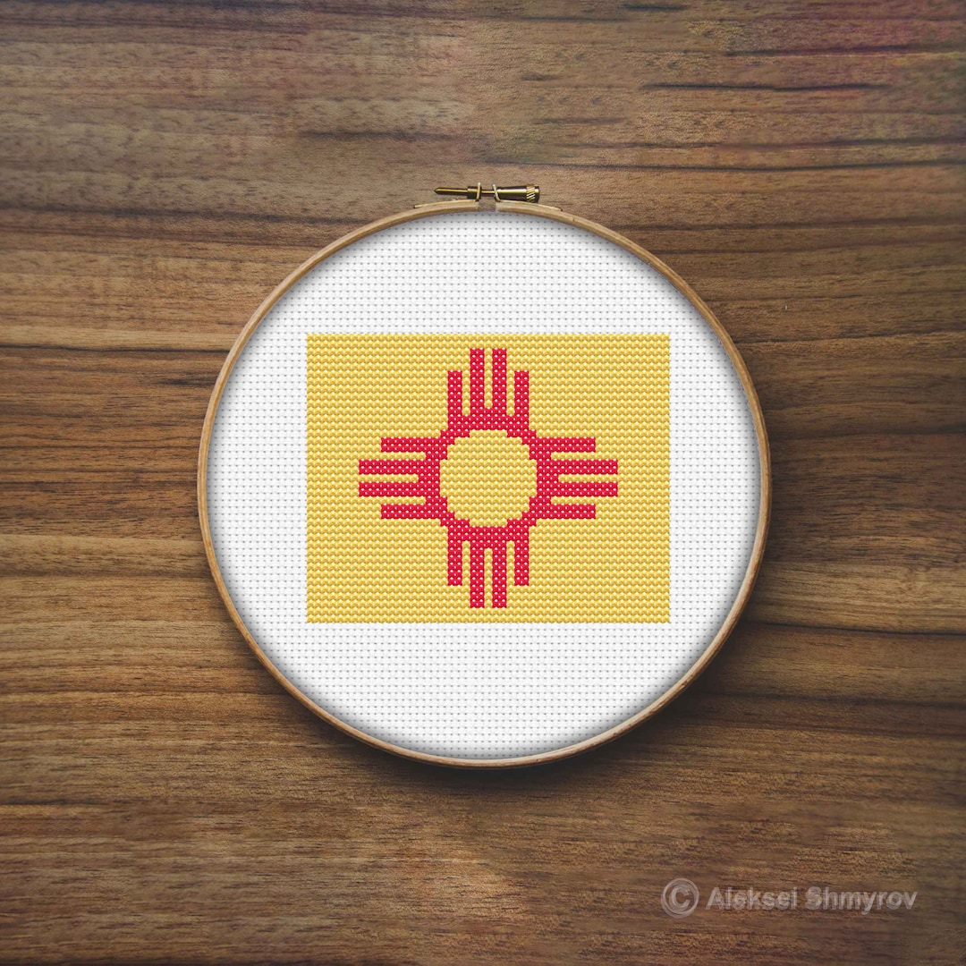 New Mexico State Flag Cross Stitch Pattern, America Flag, Mini Cross ...