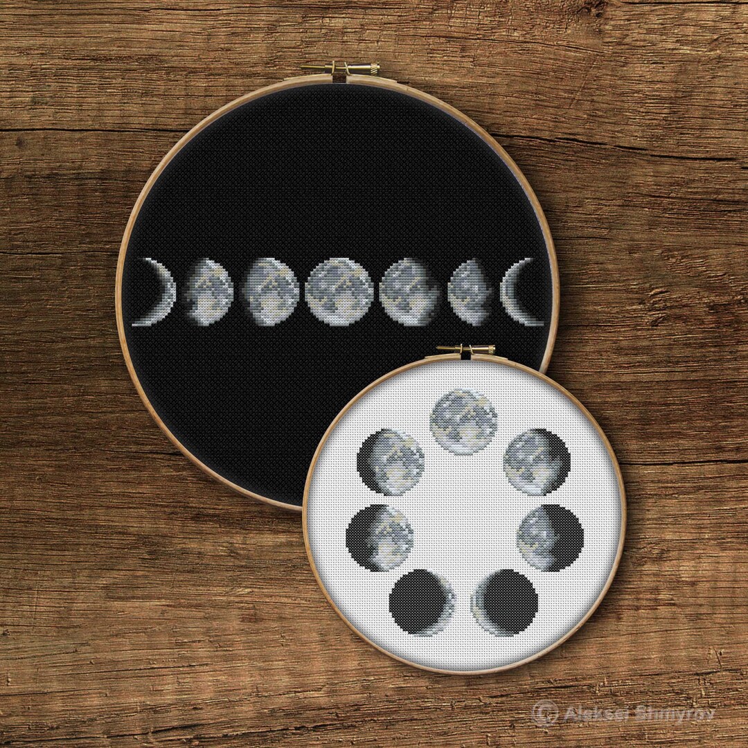 Moon Phases Cross Stitch Pattern, Solar System Cross Stitch, Easy Cross ...