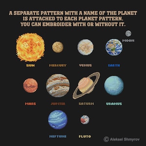 Mini Planets Cross Stitch Pattern, Solar System Cross Stitch, Easy ...