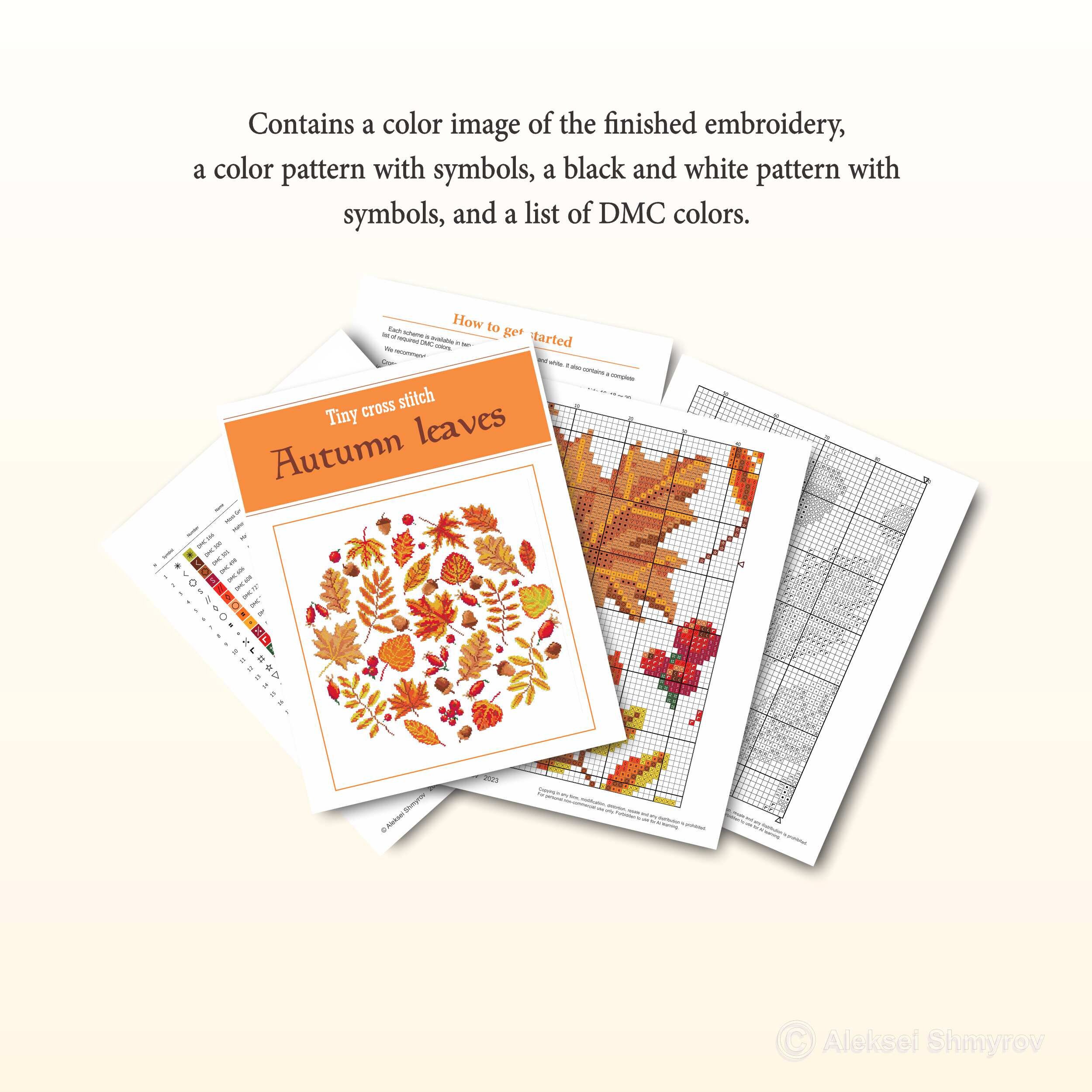 Fall Leaves Mini Cross Stitch Pattern, Autumn Cross Stitch, Easy Cross ...