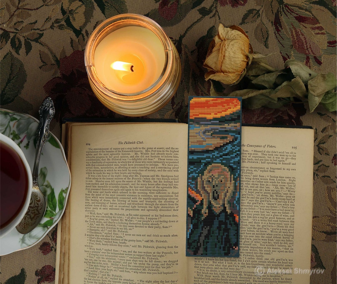 Edward Munch Scream Art Cross Stitch Bookmark, Book Worm Gift, Cross ...