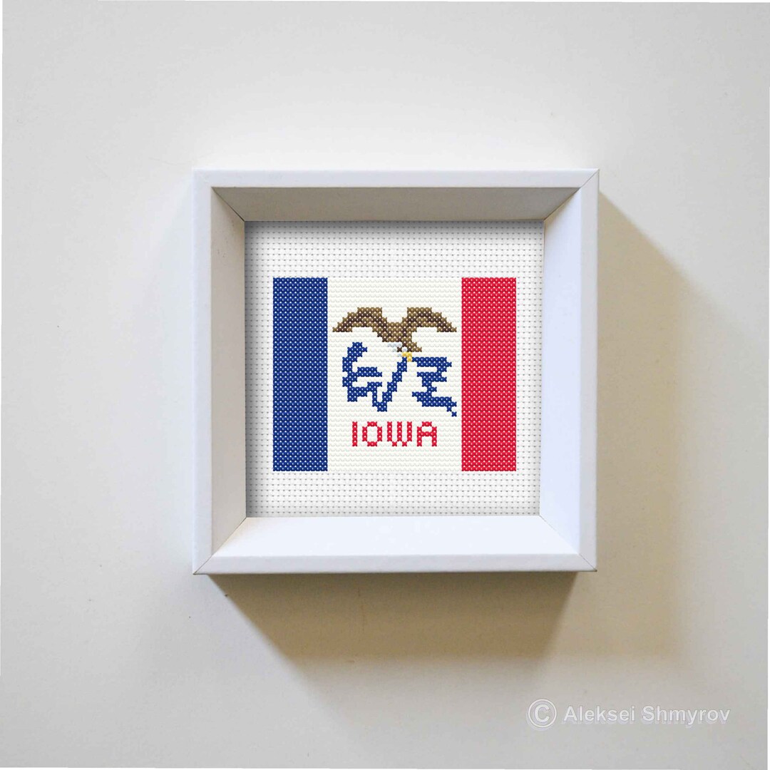 Iowa State Flag Cross Stitch Pattern, America Flag, Mini Cross Stitch ...