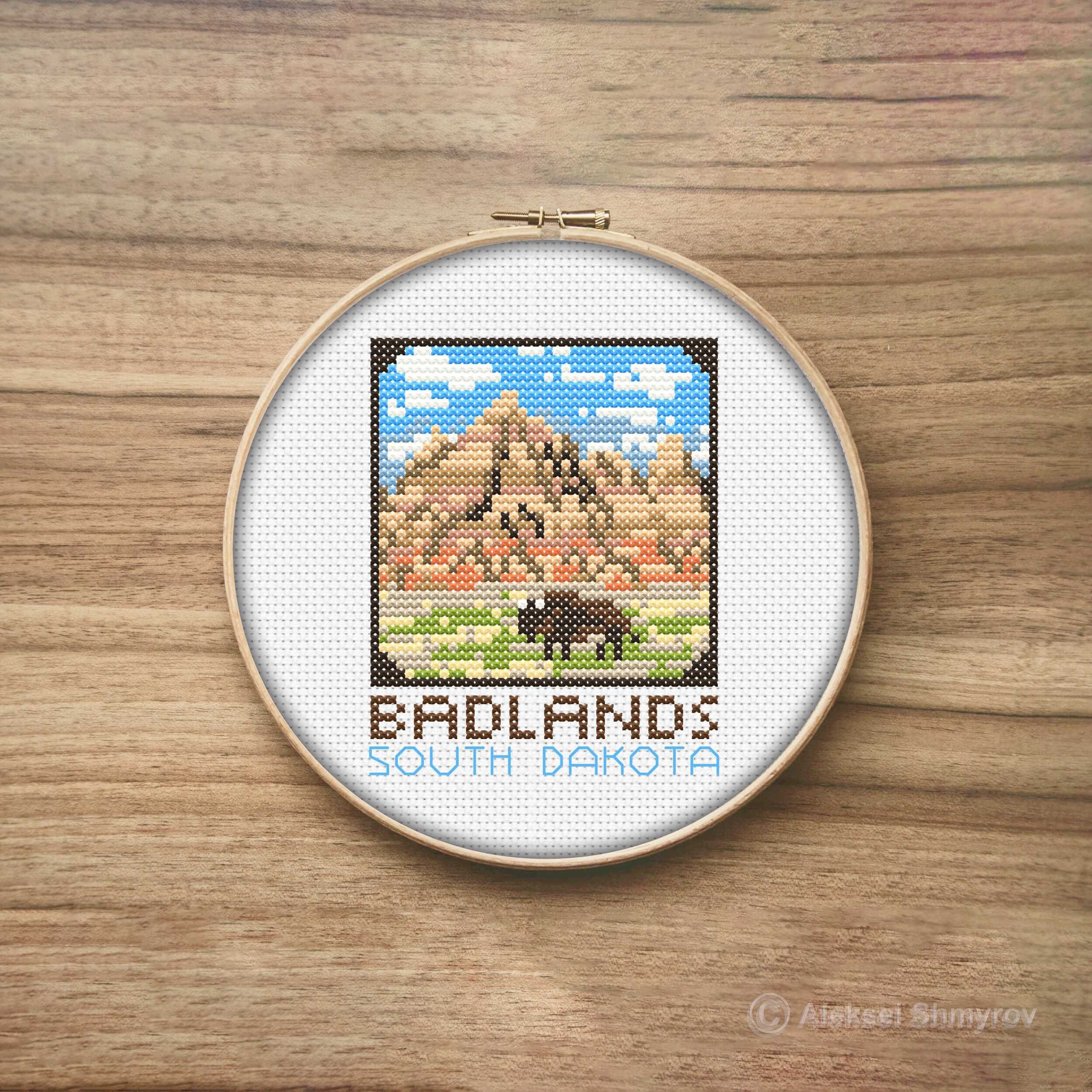 Badlands National Park Cross Stitch Pattern, Beginner Mini Embroidery ...