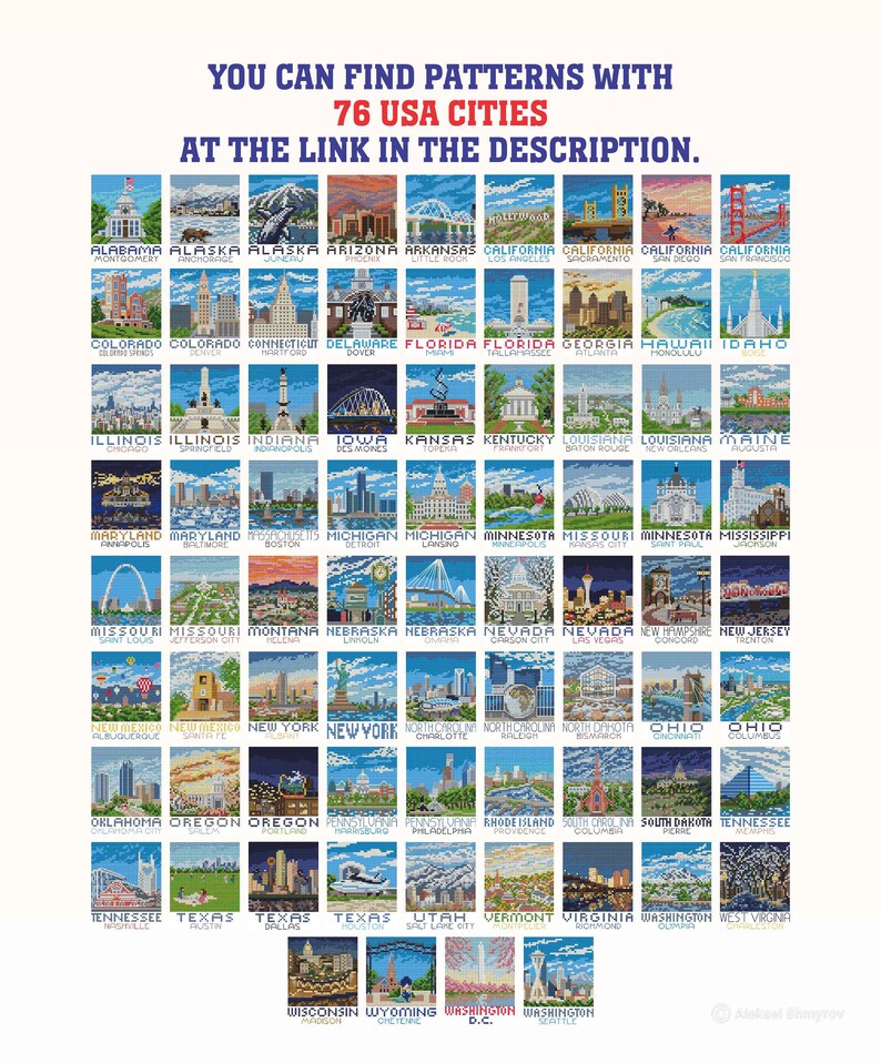 51 Tiny USA State Flags Cross Stitch Patterns, Mini Cross Stitch ...