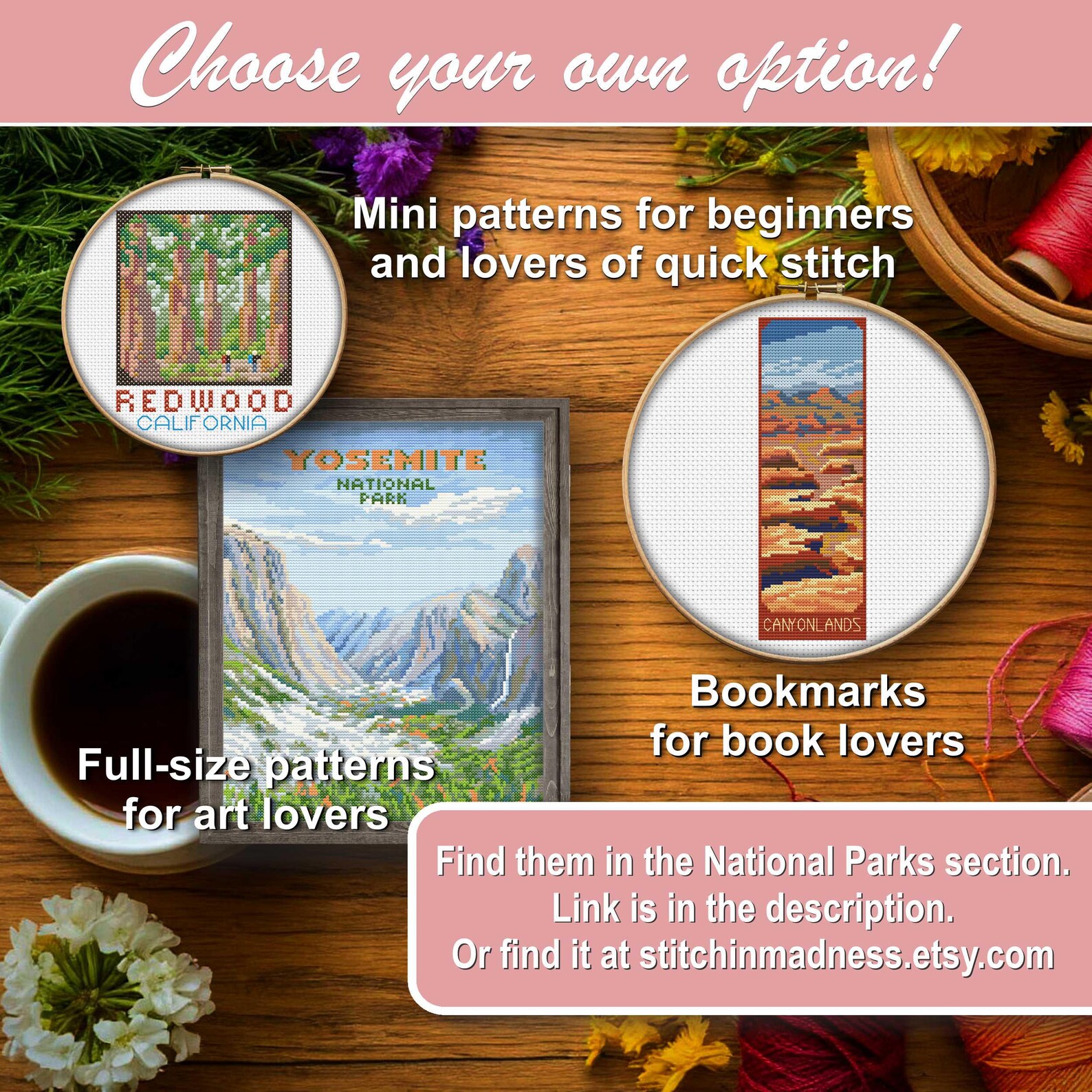 Badlands National Park Cross Stitch Pattern, Beginner Mini Embroidery ...