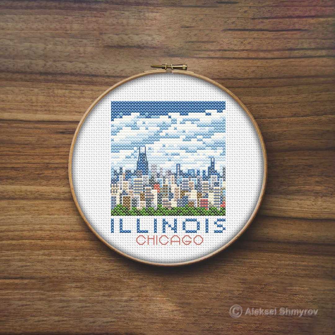Illinois Chicago City Cross Stitch Pattern, Mini Cross Stitch Pattern ...
