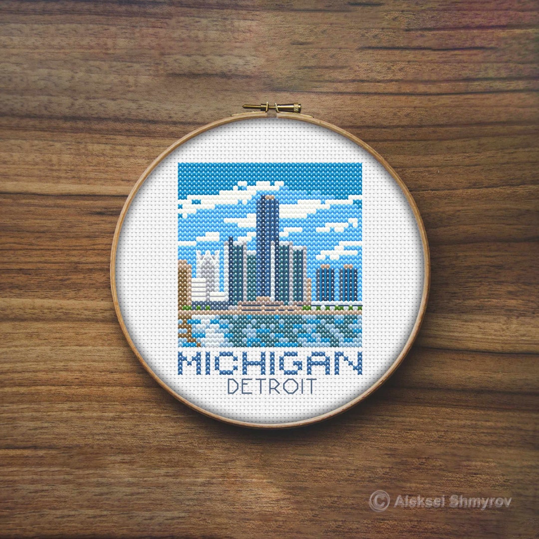 Michigan Detroit City Cross Stitch Pattern, Mini Cross Stitch Pattern ...
