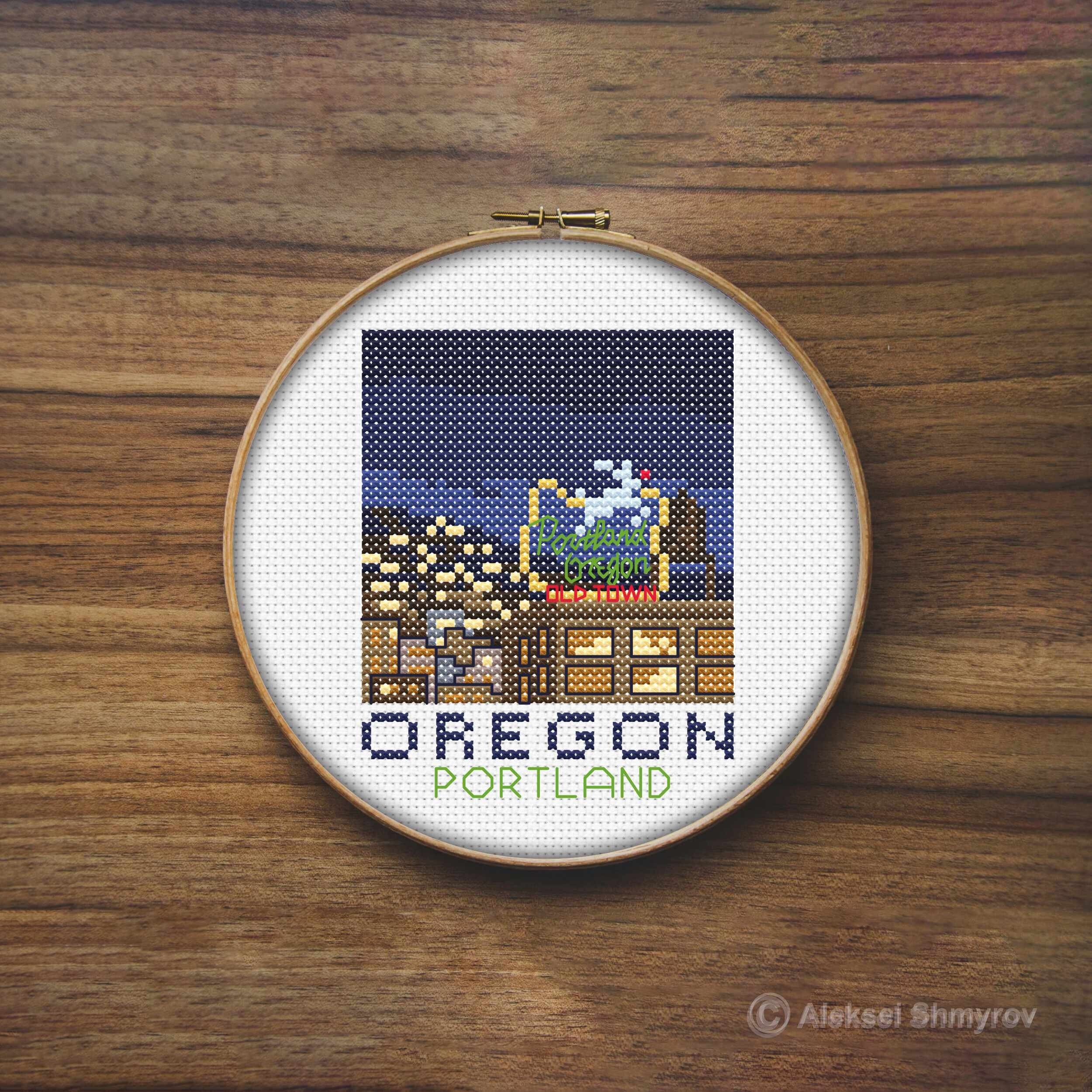 Oregon Portland City Cross Stitch Pattern Mini Cross Stitch - Etsy