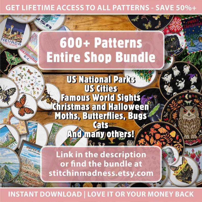 Mini Insect Cross Stitch Pattern PDF – Butterfly, Bee, Dragonfly & Bug ...