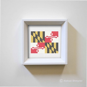 Maryland State Flag Cross Stitch Pattern, America Flag, Mini Cross ...