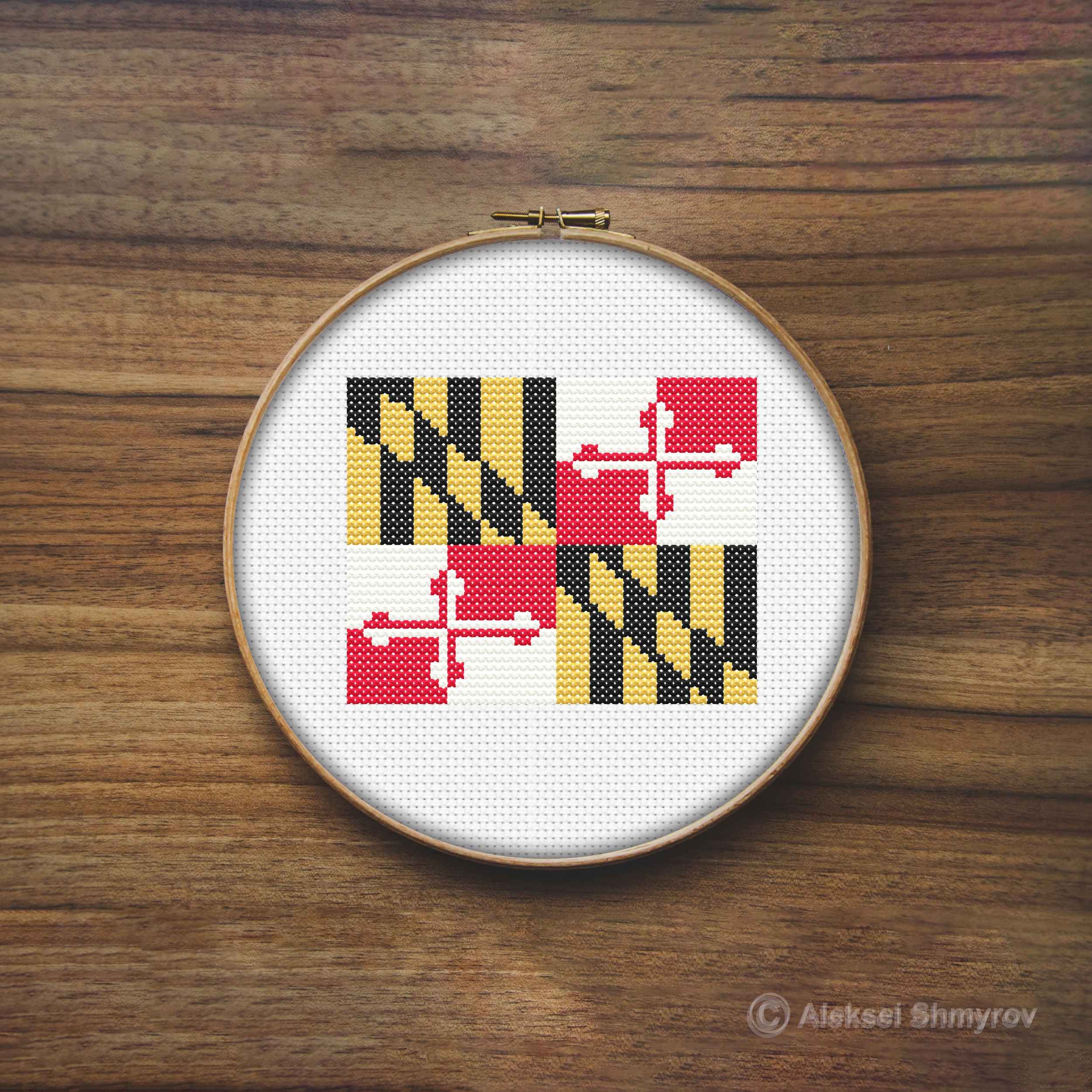 Maryland State Flag Cross Stitch Pattern, America Flag, Mini Cross ...