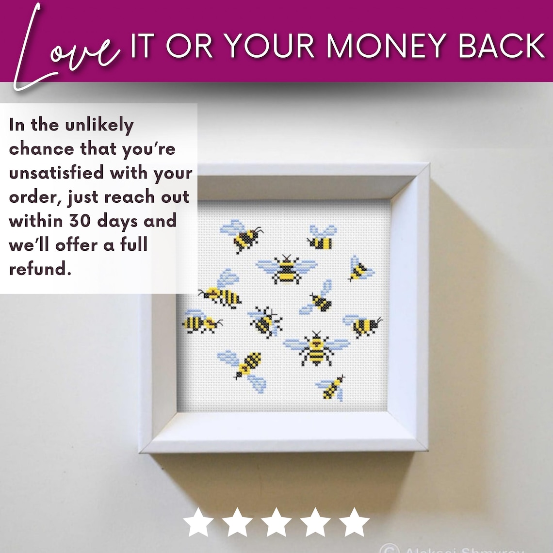 Mini Bee Cross Stitch Pattern PDF – Cute Bumblebee Needlework, Easy ...
