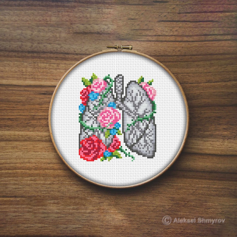 Lungs Cross Stitch Pattern, Human Anatomy Cross Stitch, Doctor Gift ...
