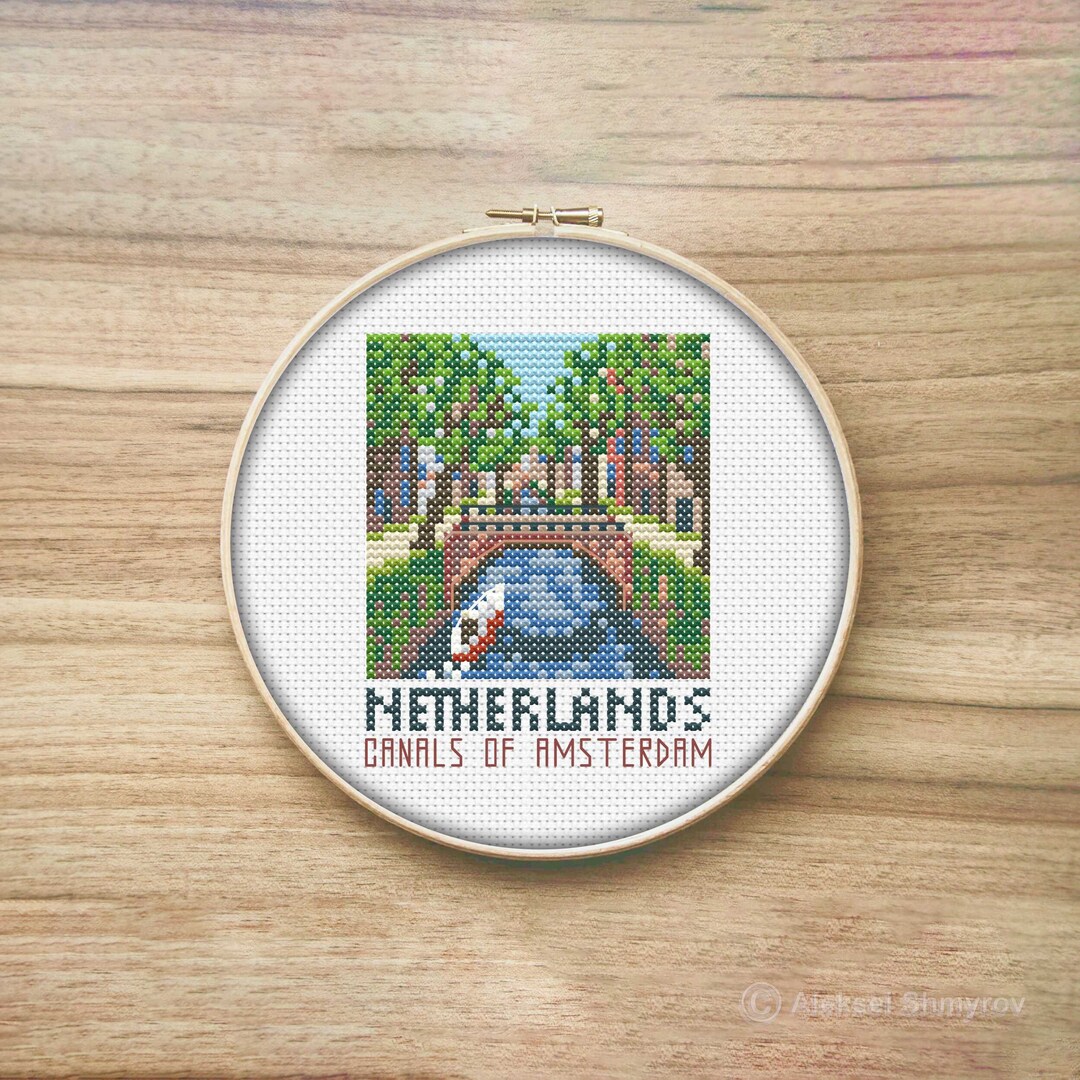 Netherlands Amsterdam Travel Cross Stitch Pattern, Mini Cross Stitch ...