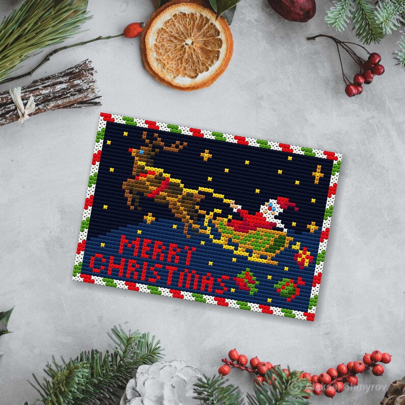 Christmas Card Cross Stitch Pattern, Mini Cross Stitch, Easy Cross ...