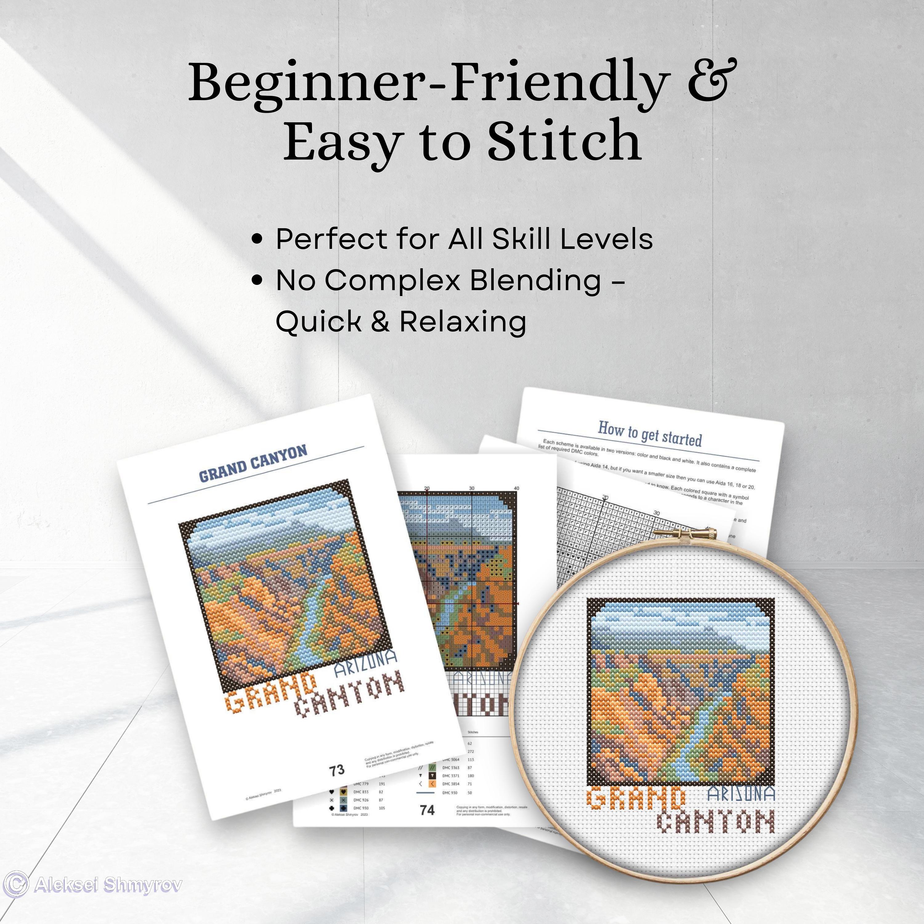 Badlands National Park Cross Stitch Pattern, Beginner Mini Embroidery ...