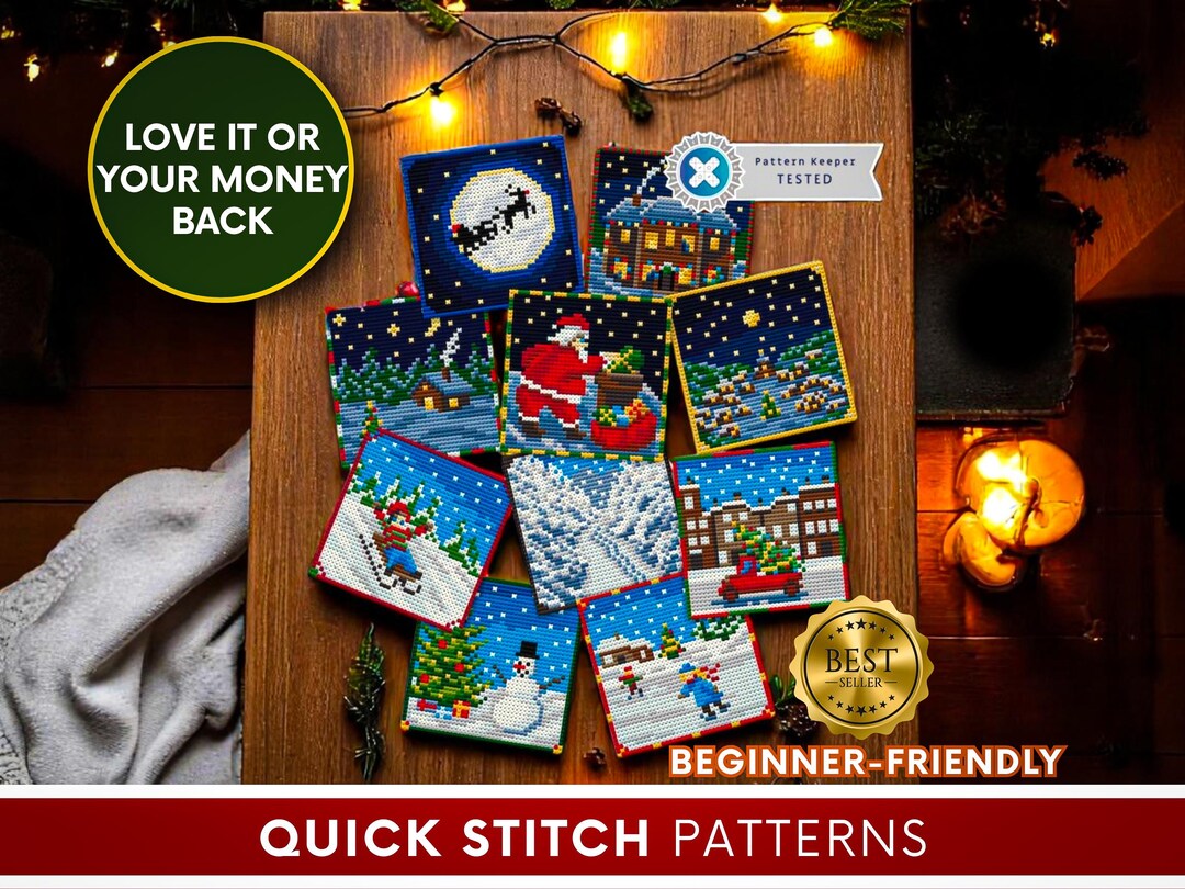 Mini Christmas Cross Stitch Pattern PDF – Winter Village, Santa, Ice ...